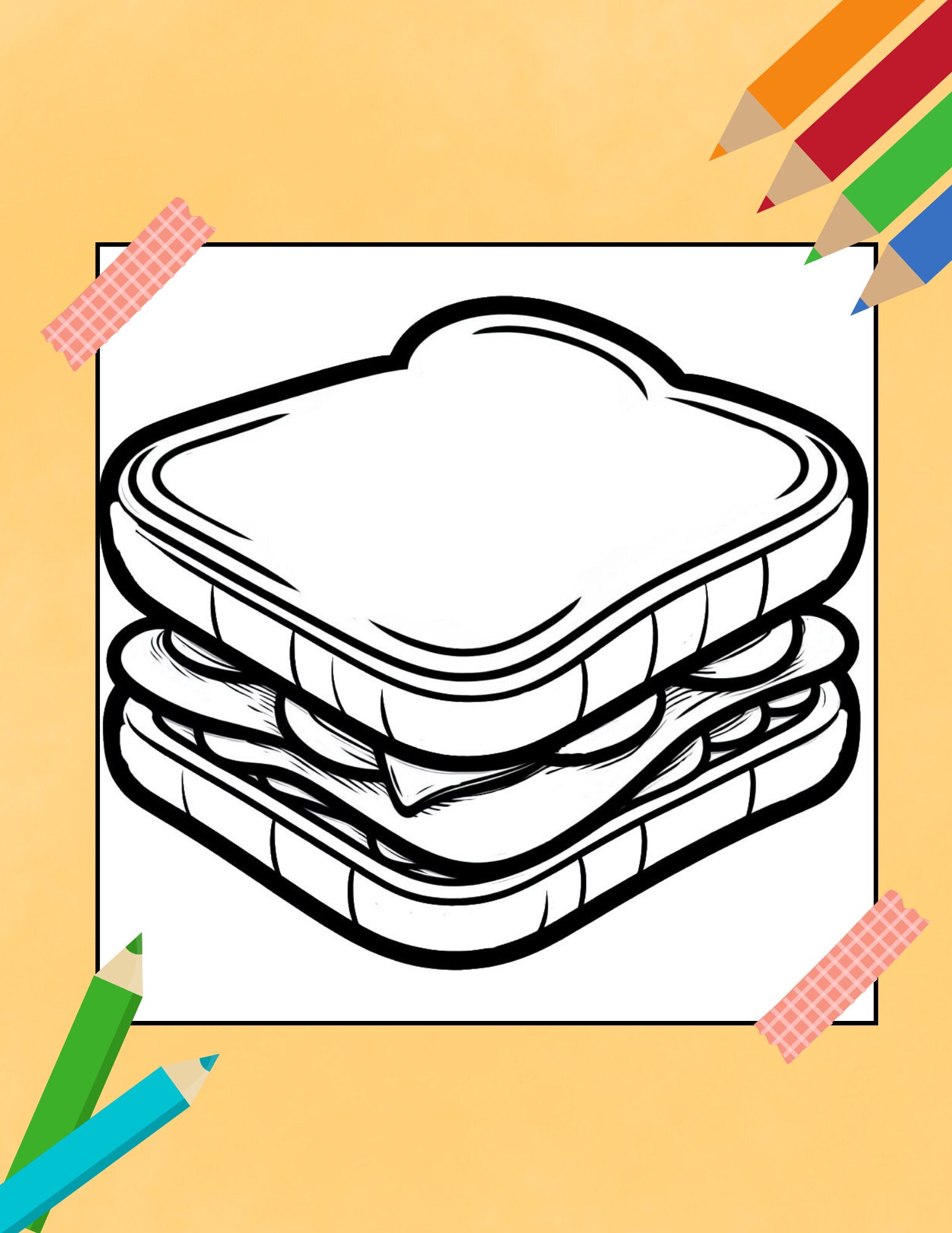 Food and Snacks Coloring Pages for Adults and Kids: Bold and Easy ...