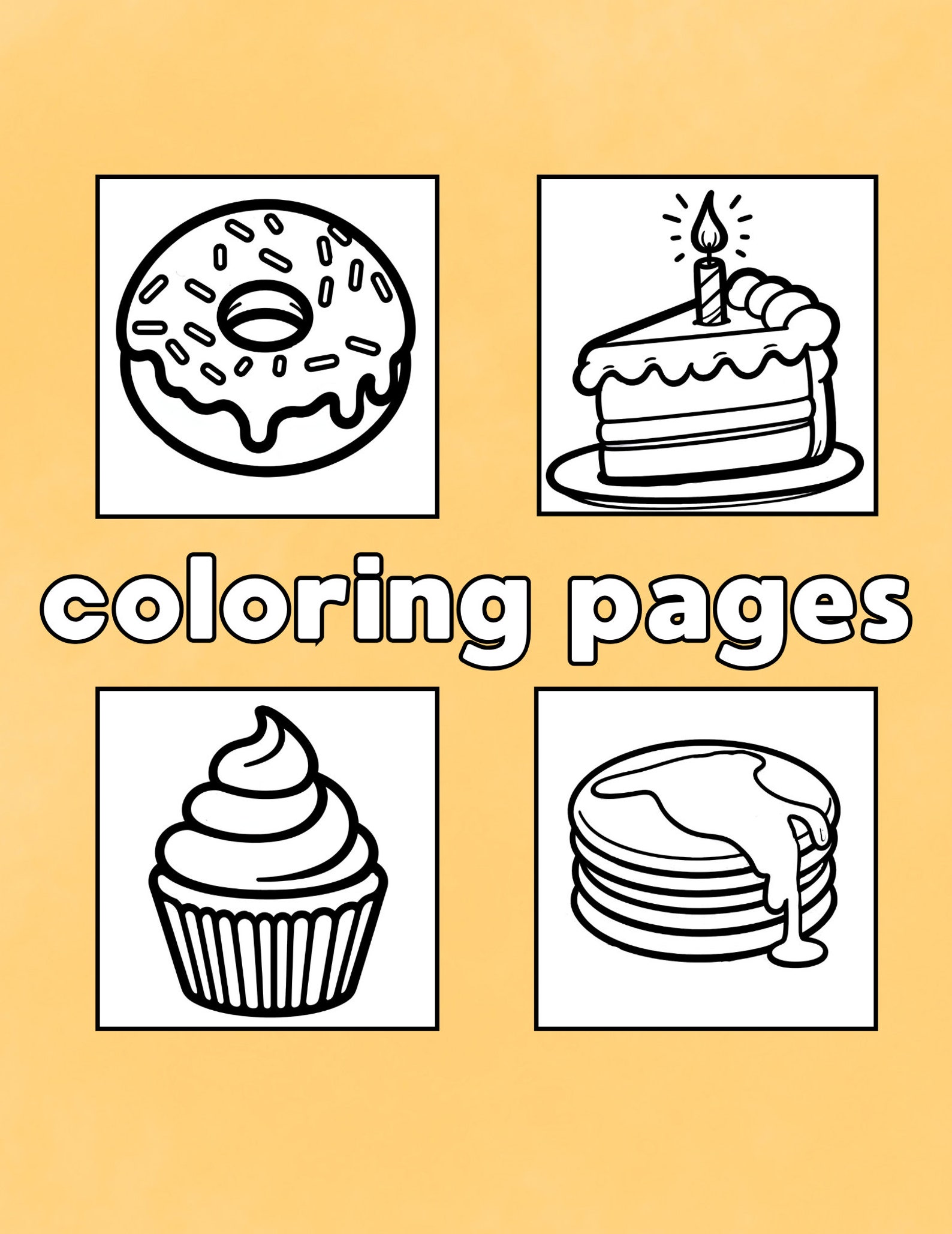 Food and Snacks Coloring Pages for Adults and Kids: Bold and Easy ...