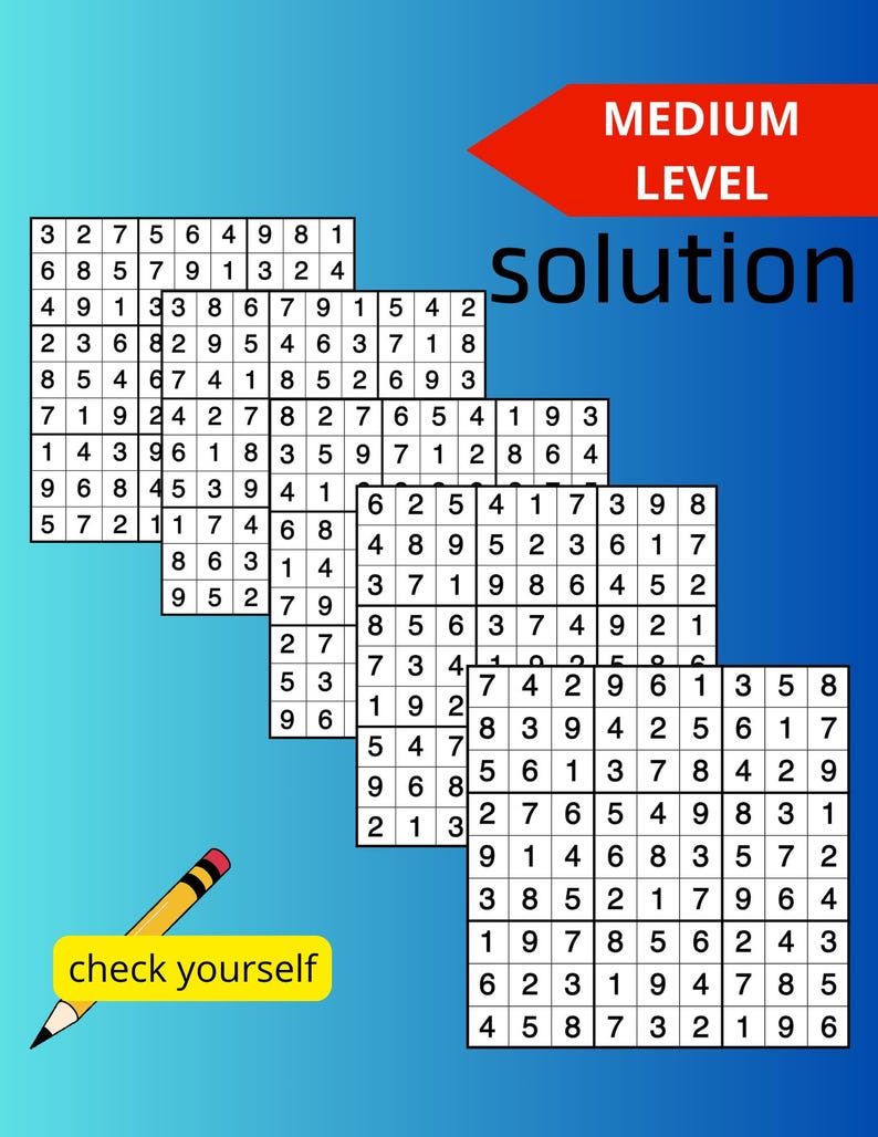 100 Medium Sudoku Puzzles - Large Print for All Ages (PDF) - Etsy