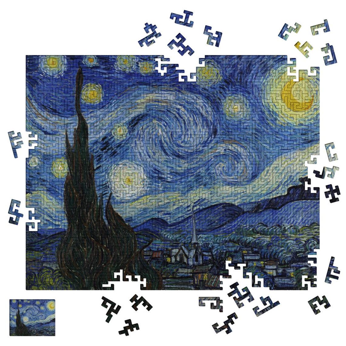 Starry Night Puzzle Handcrafted Wooden Art Puzzle Van Gogh's Famous ...