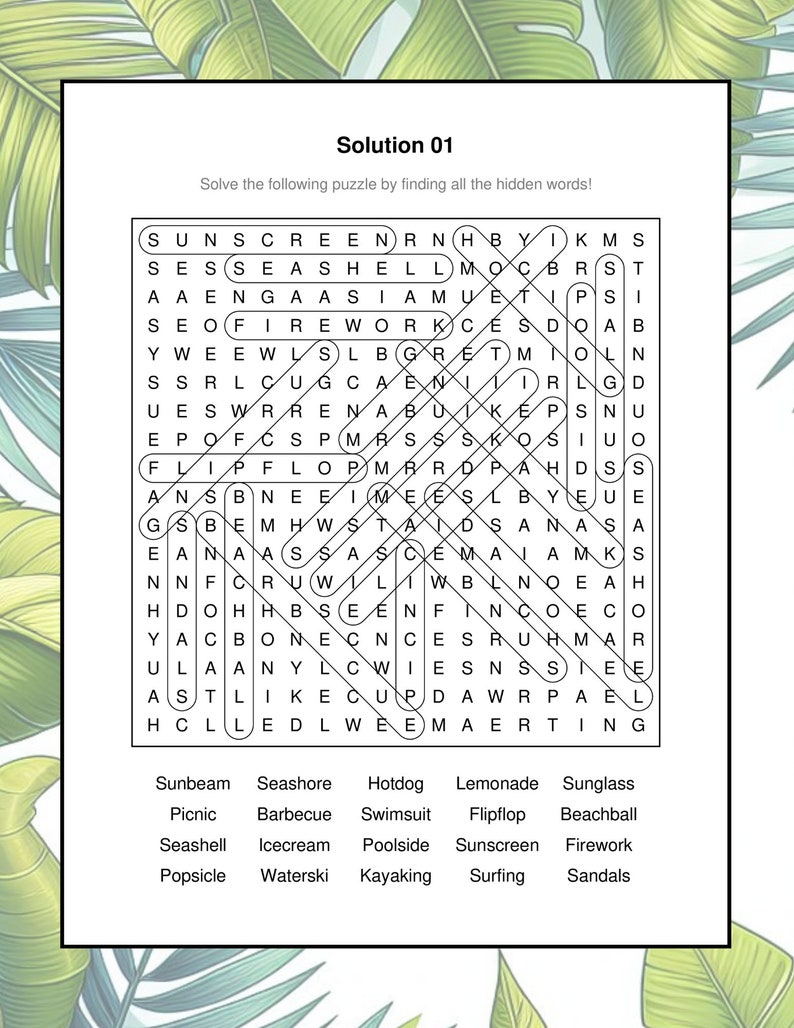 Summer Word Search Puzzles Printable, 2000 Words for Adults, for ...