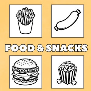 Food and Snacks Coloring Pages for Adults and Kids: Bold and Easy ...