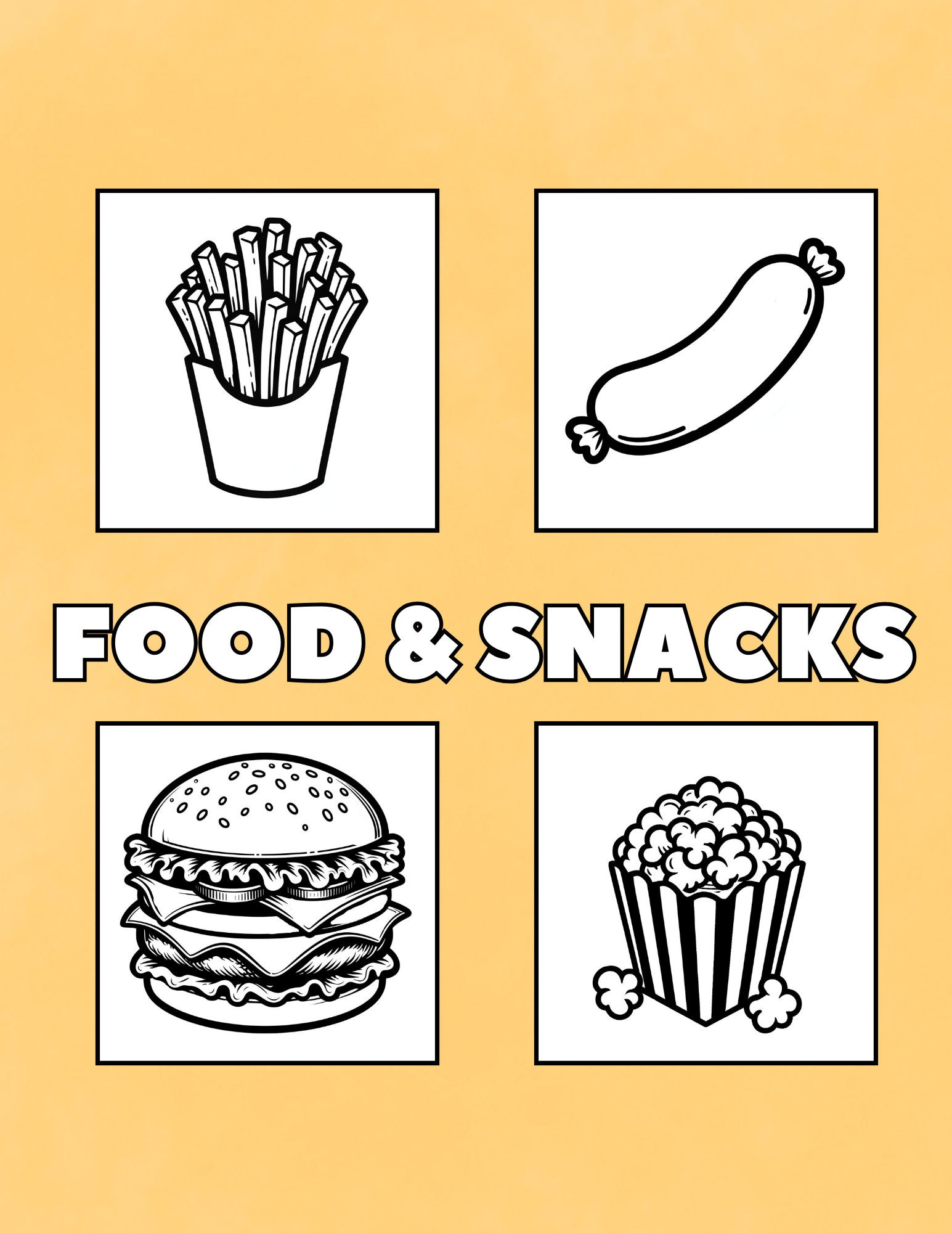 Food and Snacks Coloring Pages for Adults and Kids: Bold and Easy ...