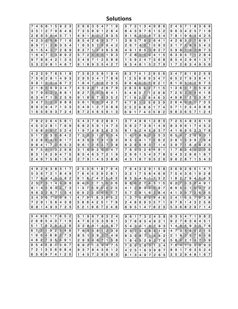 100 Medium Sudoku Puzzles - Large Print for All Ages (PDF) - Etsy
