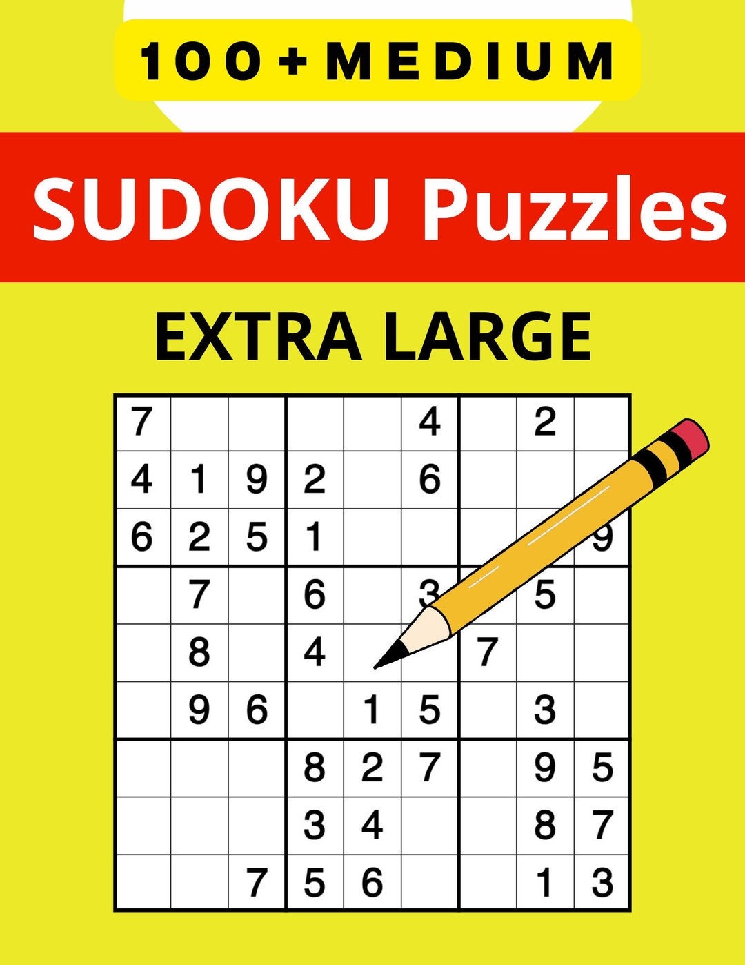 100 Medium Sudoku Puzzles Large Print for Seniors, Adults, and Kids ...