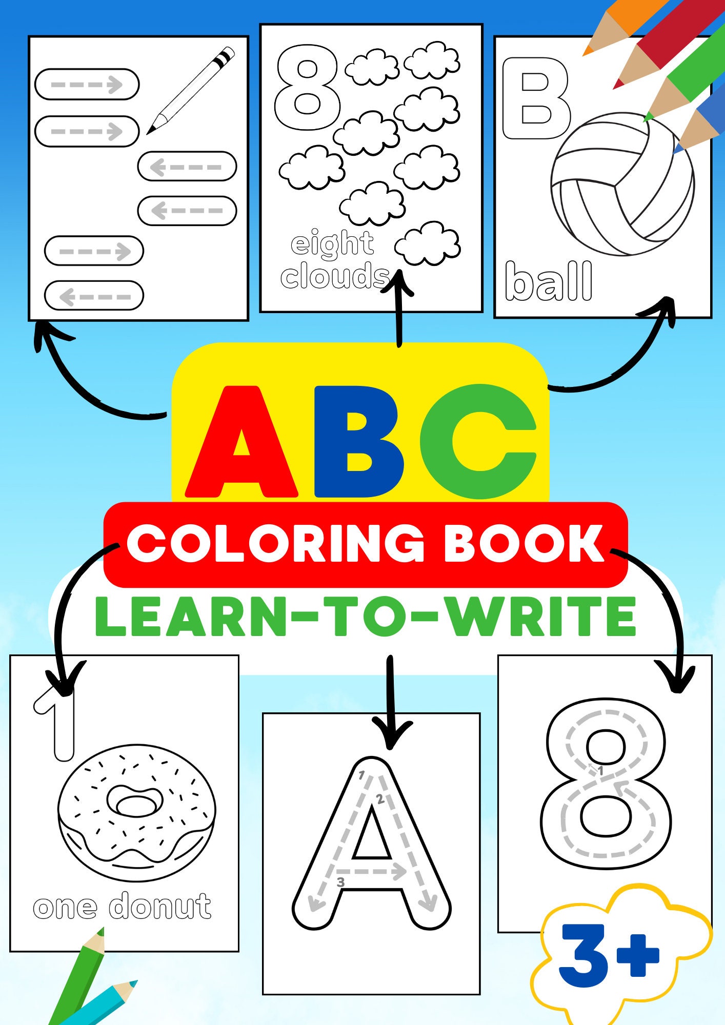Alphabet & Number Coloring Pages: ABC Learning for Toddlers - Etsy
