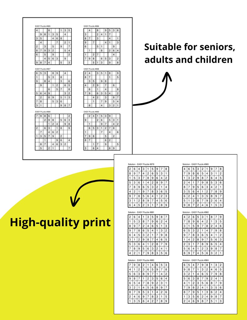 1000+ Easy Sudoku Puzzles - Large Print for Seniors, Adults & Kids ...