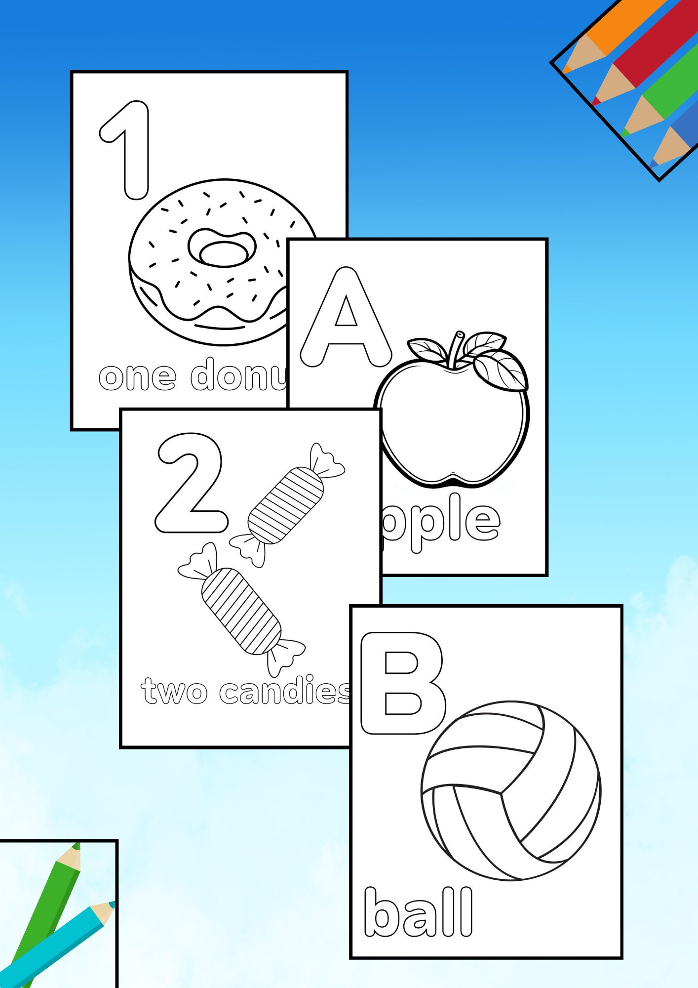 Alphabet & Number Coloring Pages: ABC Learning for Toddlers - Etsy