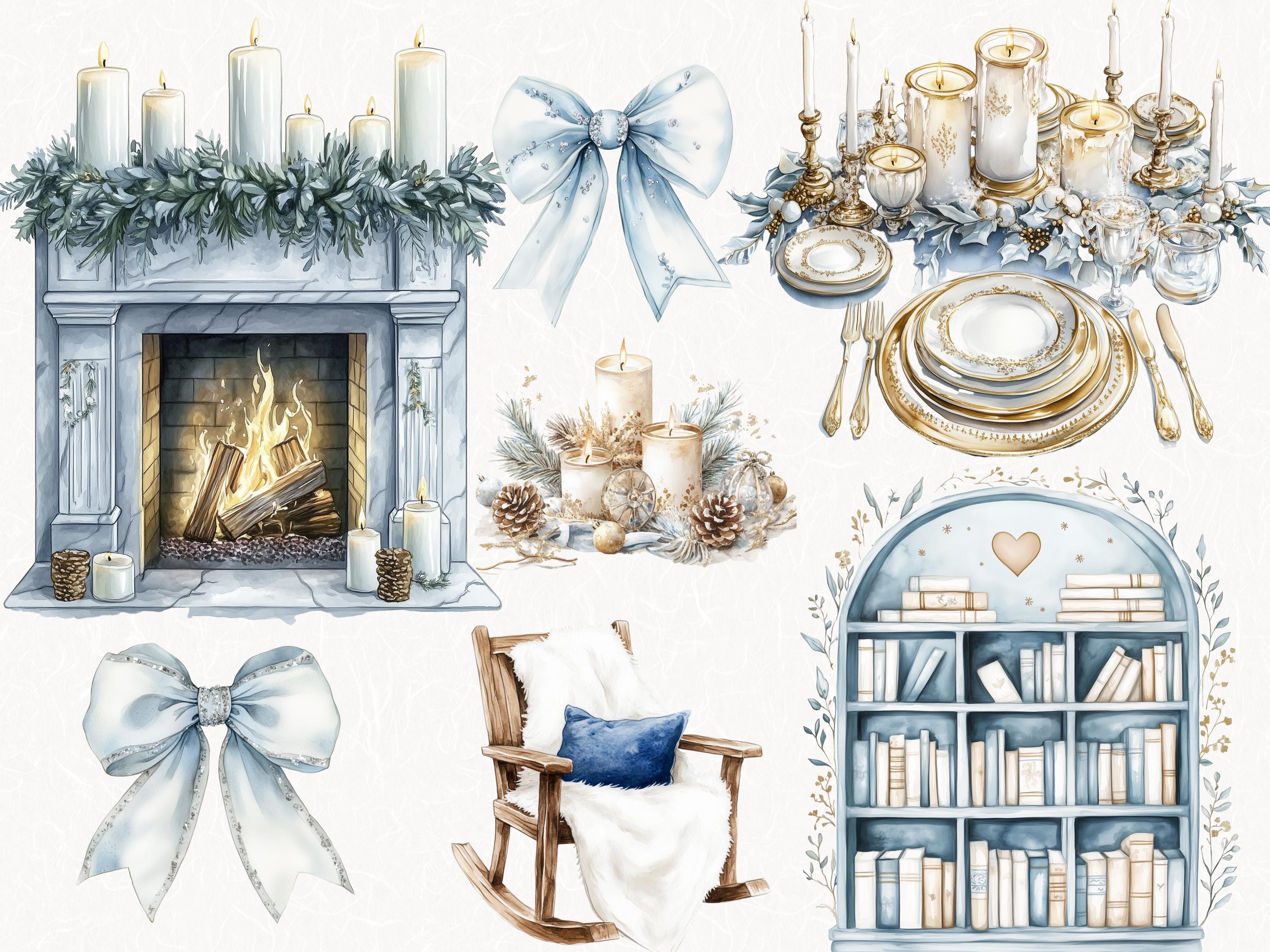 Watercolor Winter Clipart Set: Cozy Christmas PNG Bundle (digital ...