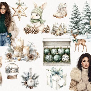 Winter Clipart Bundle Watercolor Digital Planner Stickers Bundle ...