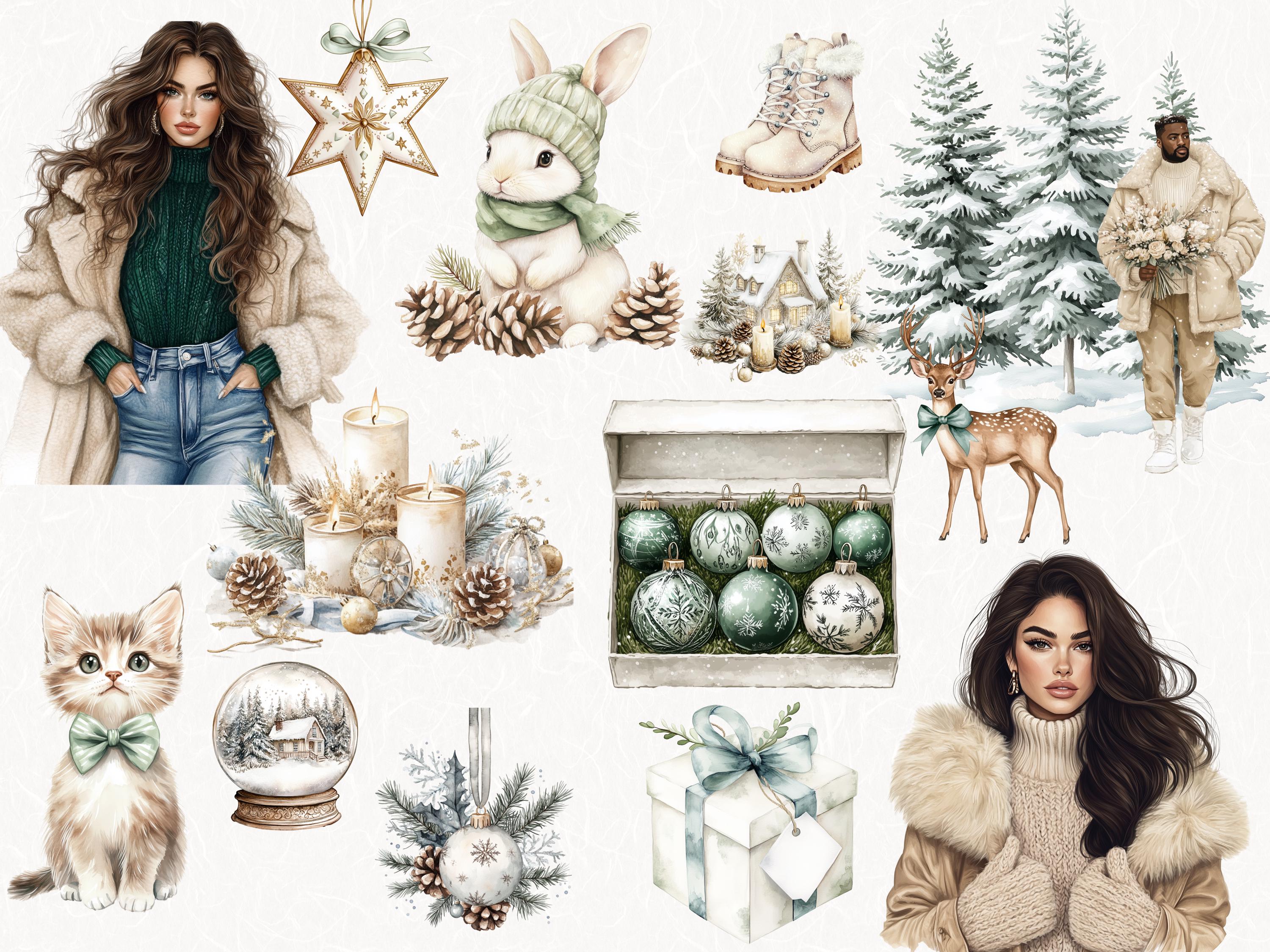 Winter Clipart Bundle Watercolor Digital Planner Stickers Bundle ...