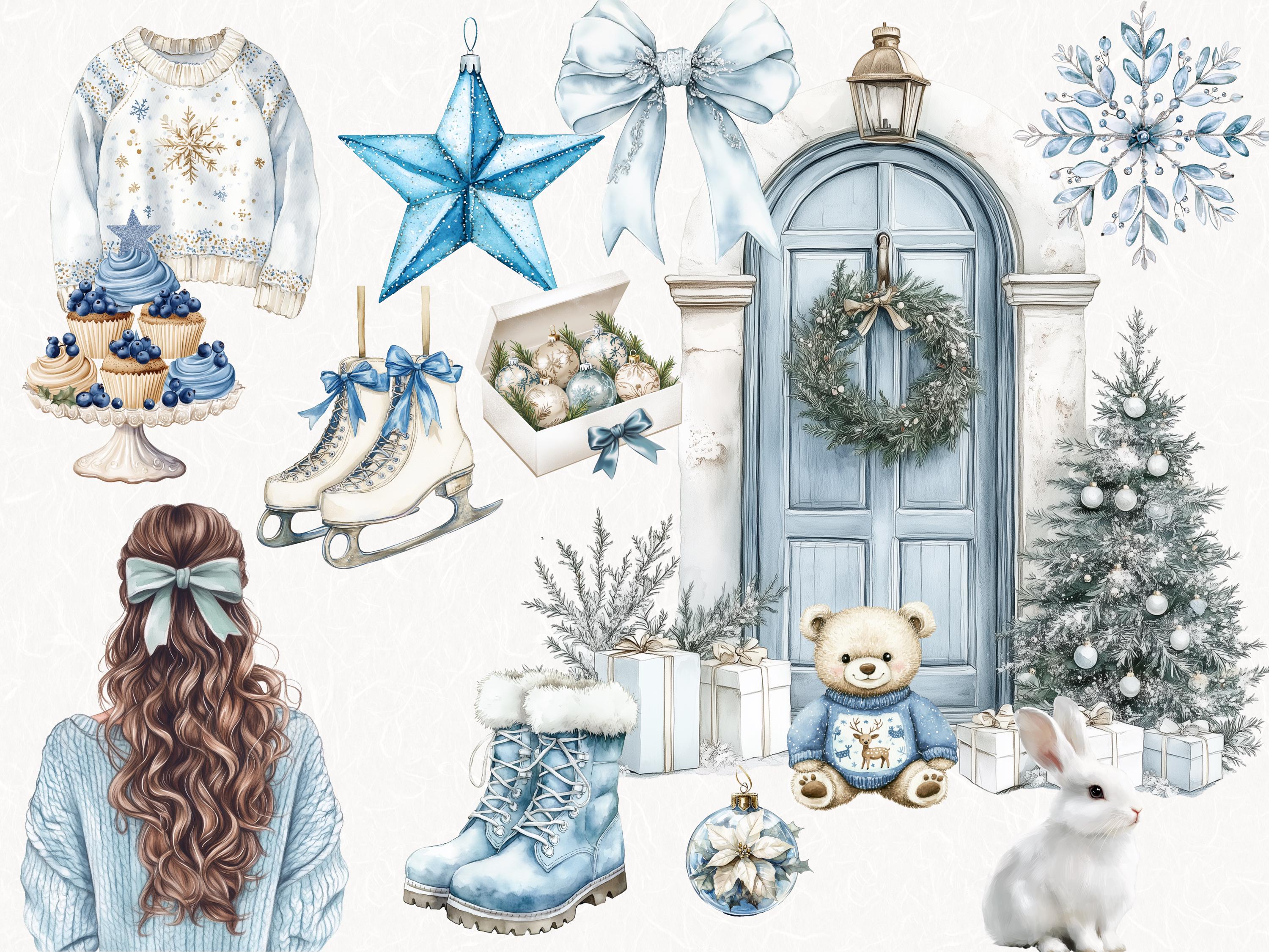 Watercolor Winter Clipart Set: Cozy Christmas PNG Bundle (digital ...