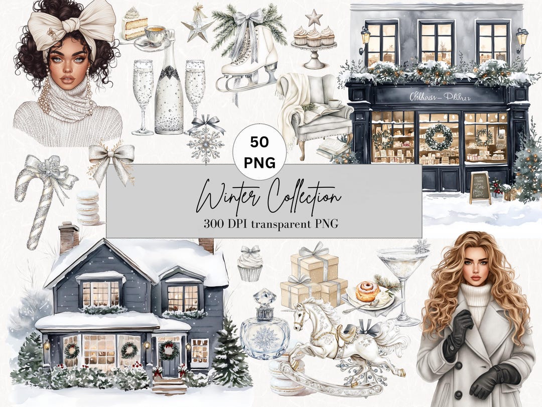 Winter Clipart Set Watercolor Coziness Digital Planner Stickers Bundle ...