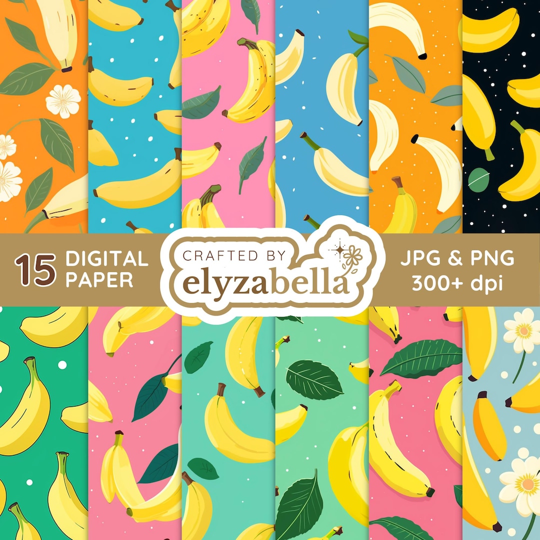 Banana Digital Print Digital Art Print Digital Paper Bundle Digital Art ...
