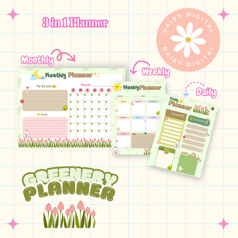 12 Cute Canva Template Planner Monthly Weekly and Daily Planner Canva ...