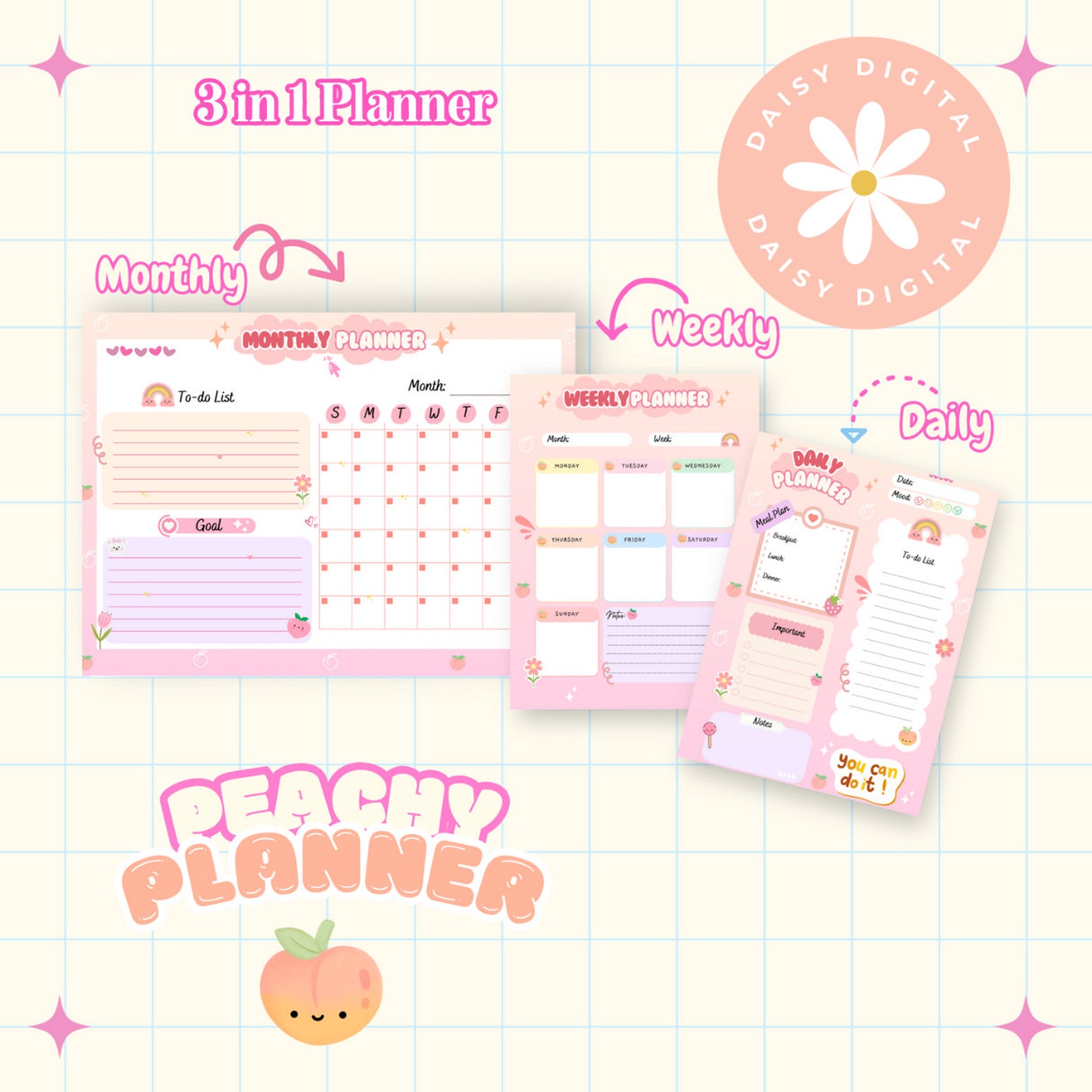 12 Cute Canva Template Planner Monthly Weekly And Daily Planner Canva 