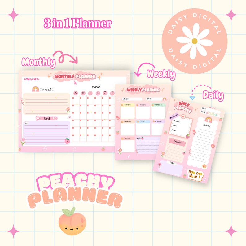 12 Cute Canva Template Planner Monthly Weekly and Daily Planner Canva ...