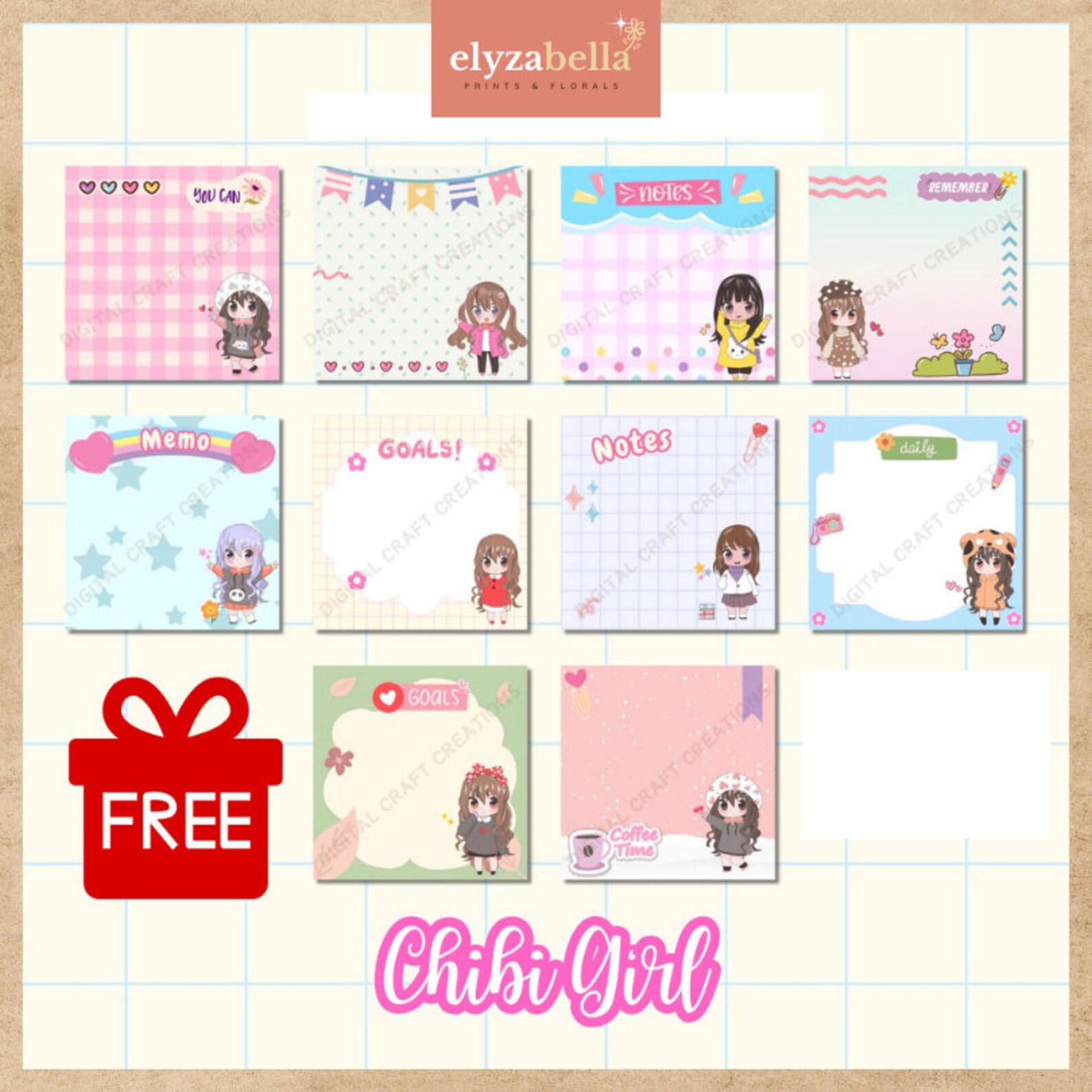 Slambook Chibi Girl Kawaii Canva Template Free Memo Pads Template - Etsy