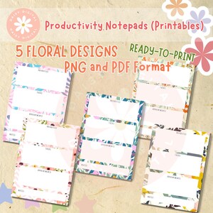 Floral Productivity Notepad Printable Ready-to-print Digital Planner ...