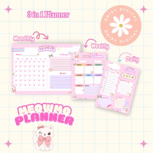 12 Cute Canva Template Planner Monthly Weekly and Daily Planner Canva ...