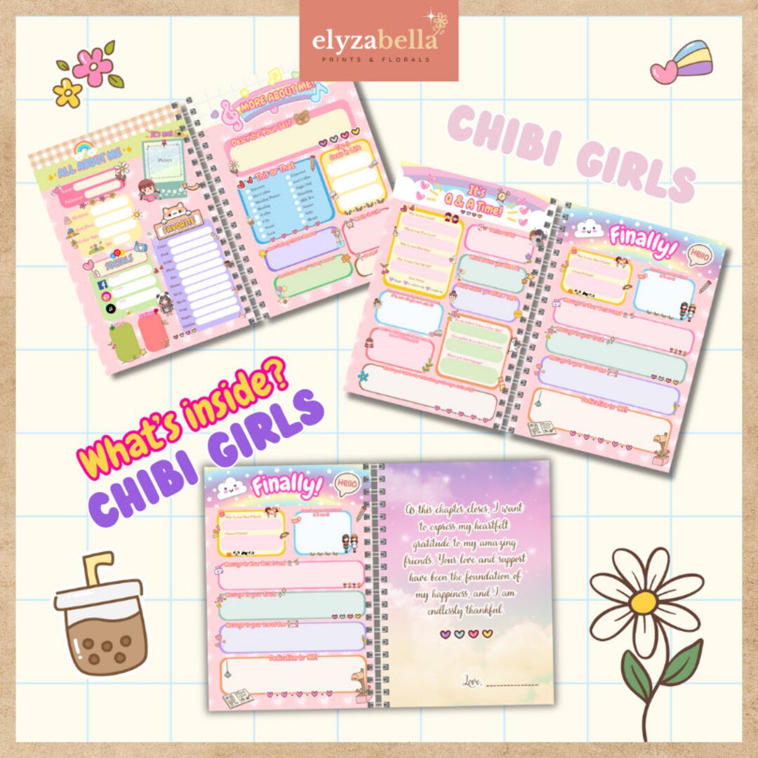 Slambook Chibi Girl Kawaii Canva Template Free Memo Pads Template - Etsy