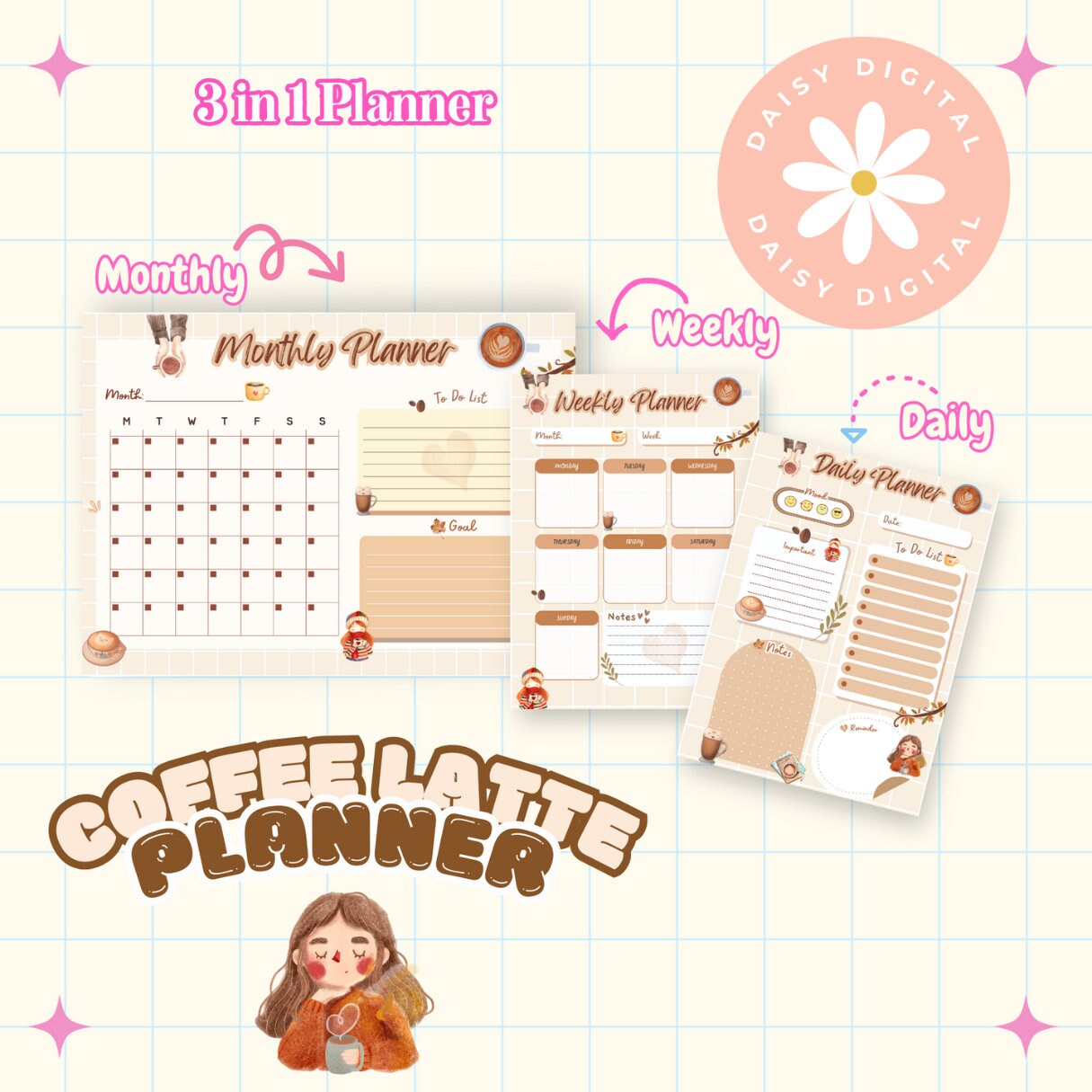 DIY Cute Planner Instant Download Planner Gift Idea Floral Themed ...