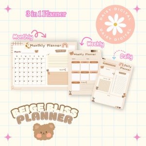 12 Cute Canva Template Planner Monthly Weekly and Daily Planner Canva ...