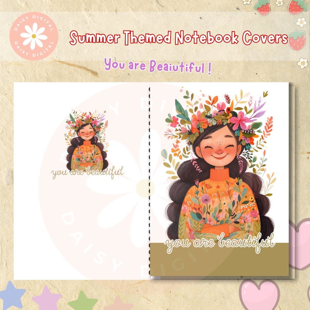 Printable Notebook Cover Summer Design Instant Download Classic Diary ...