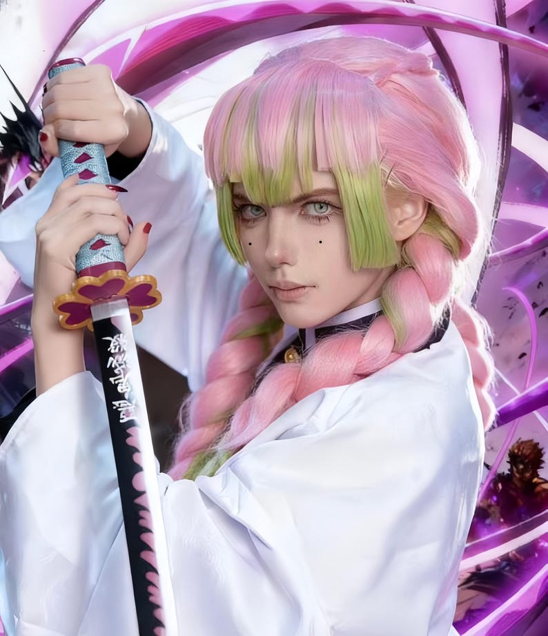 Mitsuri Kanroji Cosplay Wig—demon Slayer Love Hashira Wig,pink Green ...