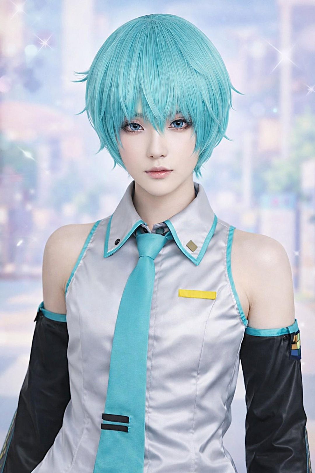 Virtual Idol Inspired Short Aqua Cosplay Wig | Short Layered Blue Anime ...