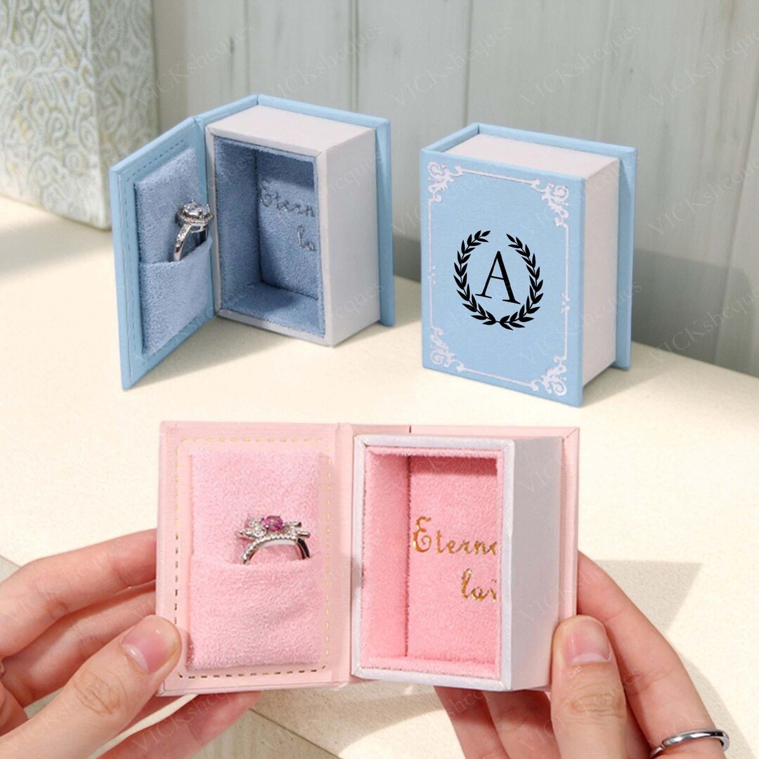Book Ring Box, Personalized Jewelry Box, Custom Wedding Ring Box, Cute ...