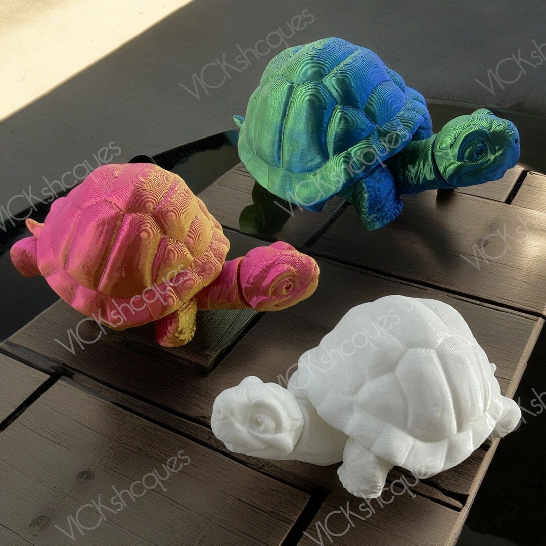 3D Printed Articulated Tortoise With Retractable Head and Limbs Plain ...
