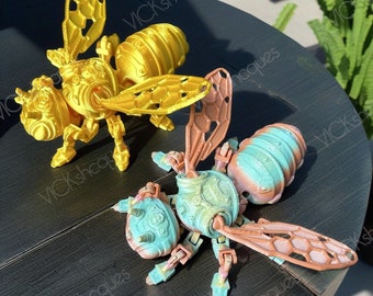 3D Printed Cyber Bee With Articulating Joints and Moving Wings Flexi ...