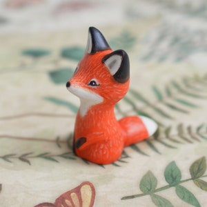 Red Fox Figurine, Clay Fox Figurine Desk, Fox Family, Fox Sculpture ...