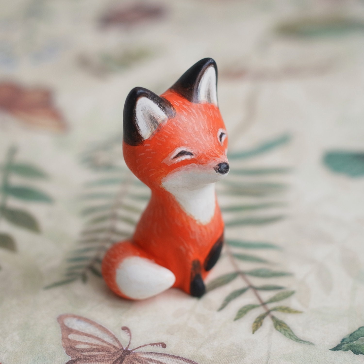 Red Fox Figurine, Clay Fox Figurine Desk, Fox Family, Fox Sculpture ...