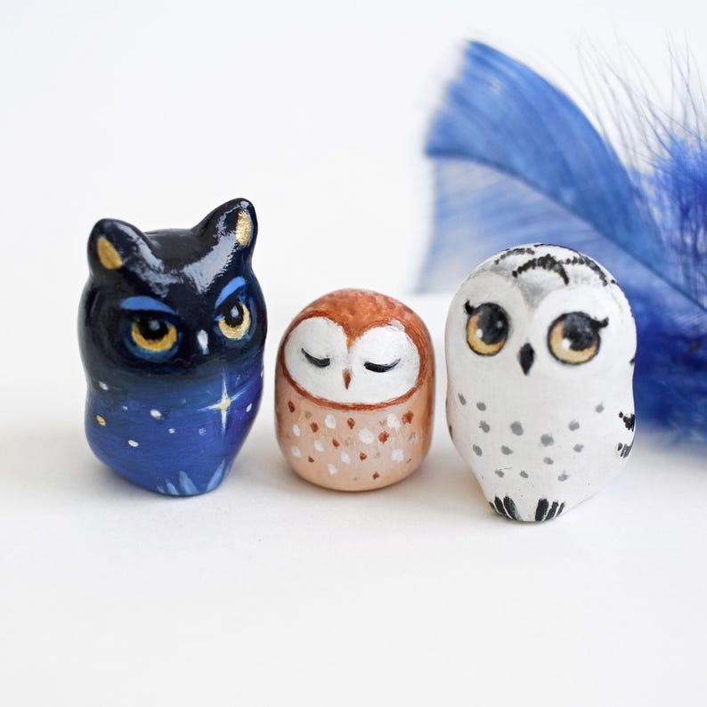 Adorable Owl Gift Figurine, Mini Clay Owl, Fairy House Decor, Cute Owl ...