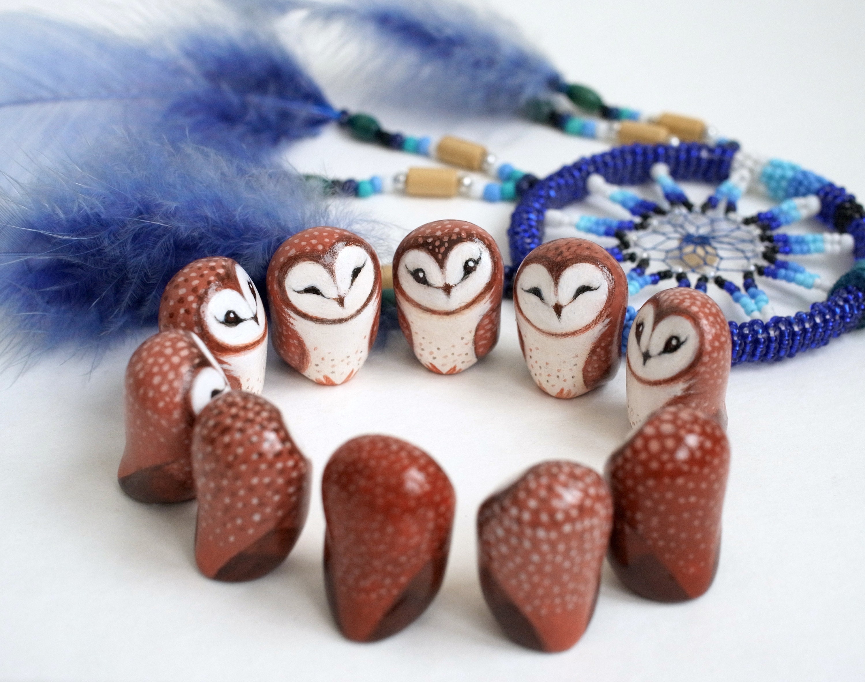 Barn Owl Figurine, Polymer Clay Owl Gift Figurine, Miniature Animals ...