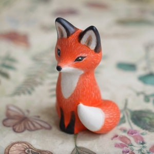 Red Fox Figurine, Clay Fox Figurine Desk, Fox Family, Fox Sculpture ...