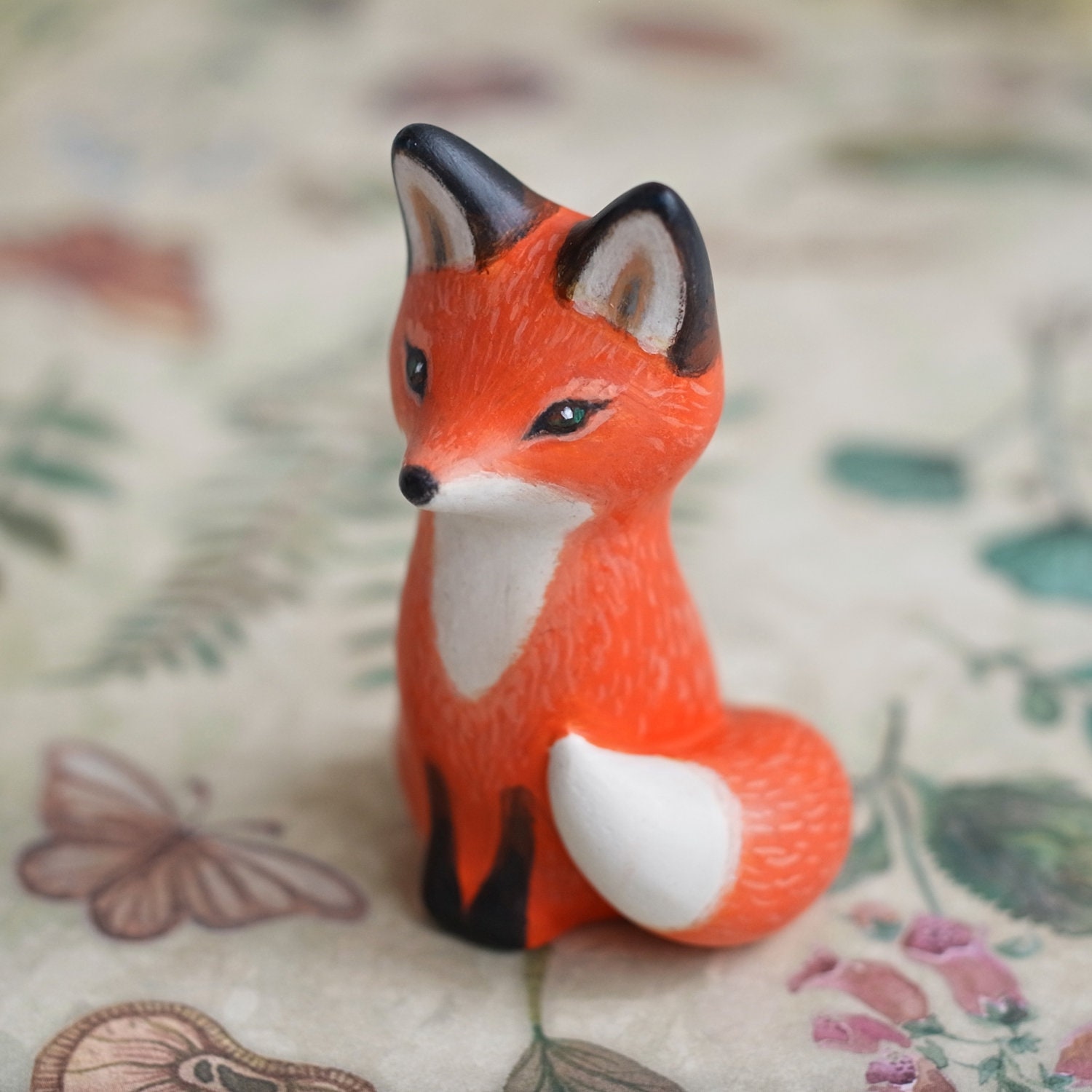 Red Fox Figurine, Clay Fox Figurine Desk, Fox Family, Fox Sculpture ...