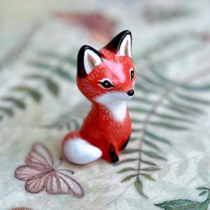 Red Fox Figurine, Clay Fox Figurine Desk, Fox Family, Fox Sculpture ...