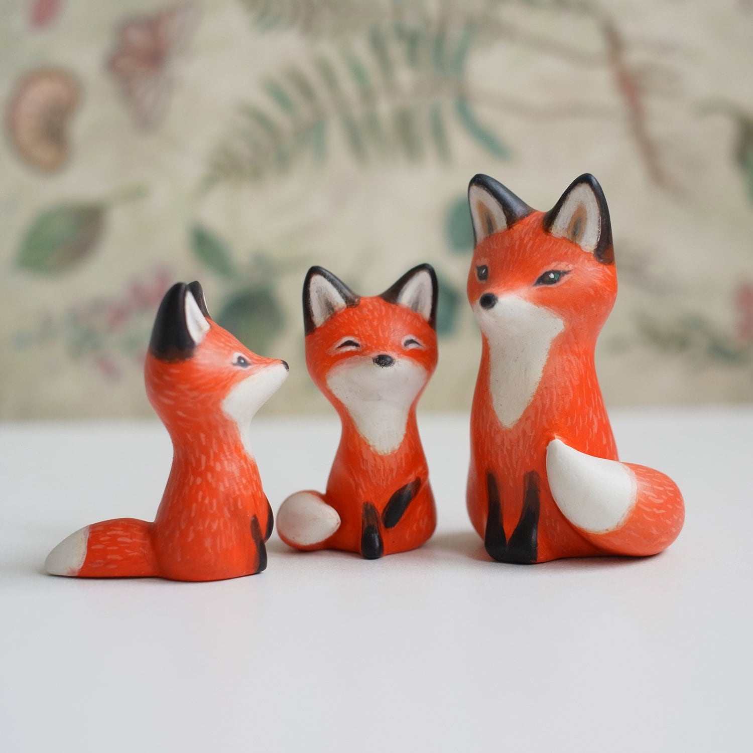 Red Fox Figurine, Clay Fox Figurine Desk, Fox Family, Fox Sculpture ...