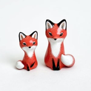 Red Fox Figurine, Clay Fox Figurine Desk, Fox Family, Fox Sculpture ...