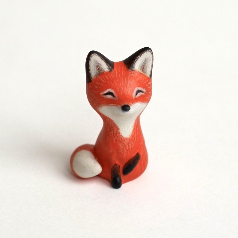 Red Fox Figurine, Clay Fox Figurine Desk, Fox Family, Fox Sculpture ...