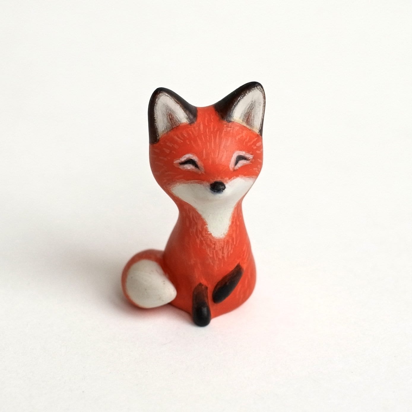 Red Fox Figurine, Clay Fox Figurine Desk, Fox Family, Fox Sculpture ...