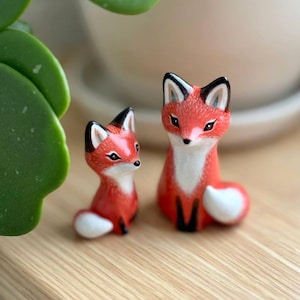 Red Fox Figurine, Clay Fox Figurine Desk, Fox Family, Fox Sculpture ...