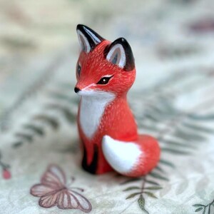 Red Fox Figurine, Clay Fox Figurine Desk, Fox Family, Fox Sculpture ...