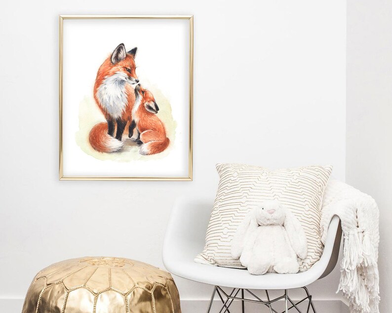 Red Fox Watercolor Print, Fox Painting, Cute Fox Digital Download - Etsy