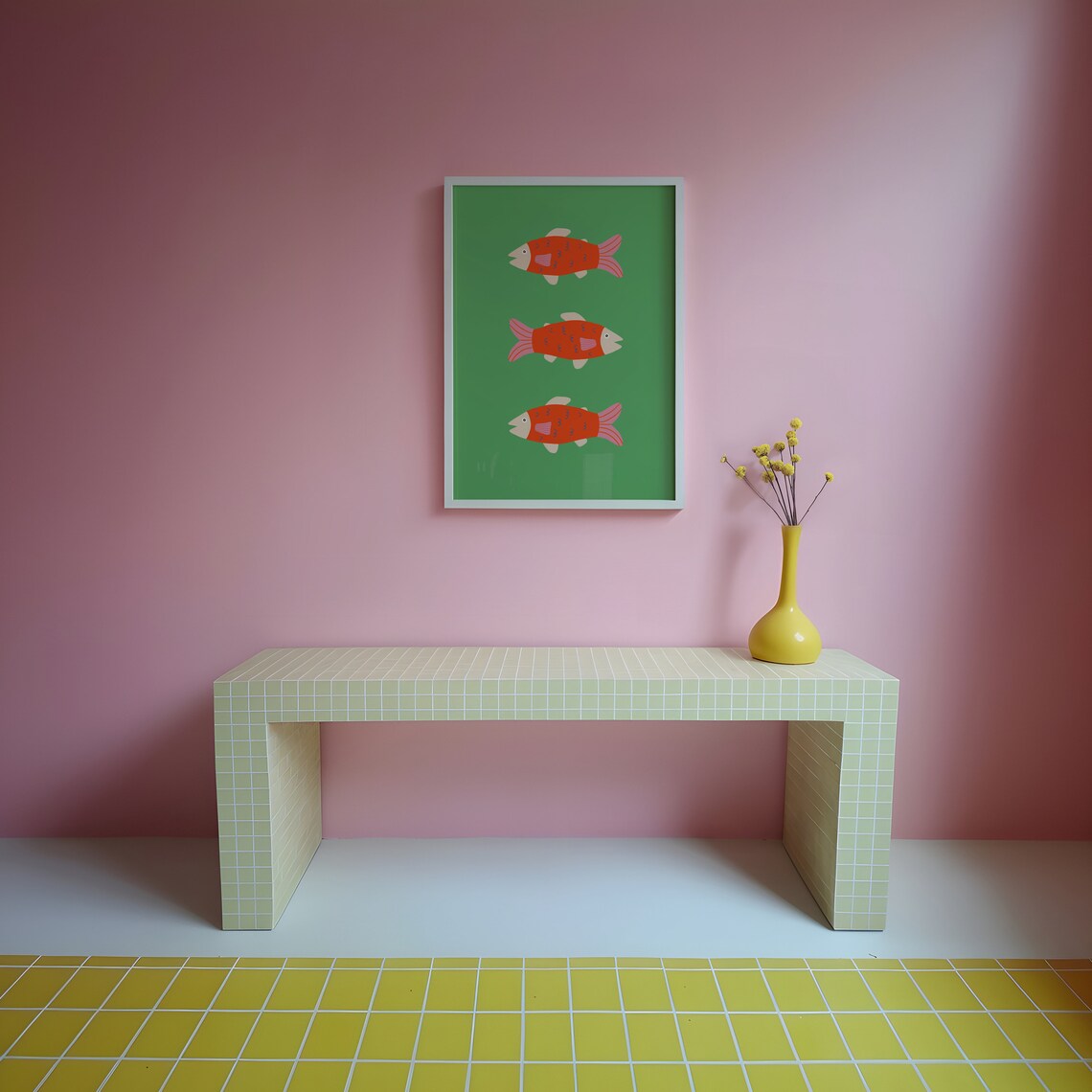 Funky Fish Poster Original Art Print Maximalist Decor Eclectic Home ...