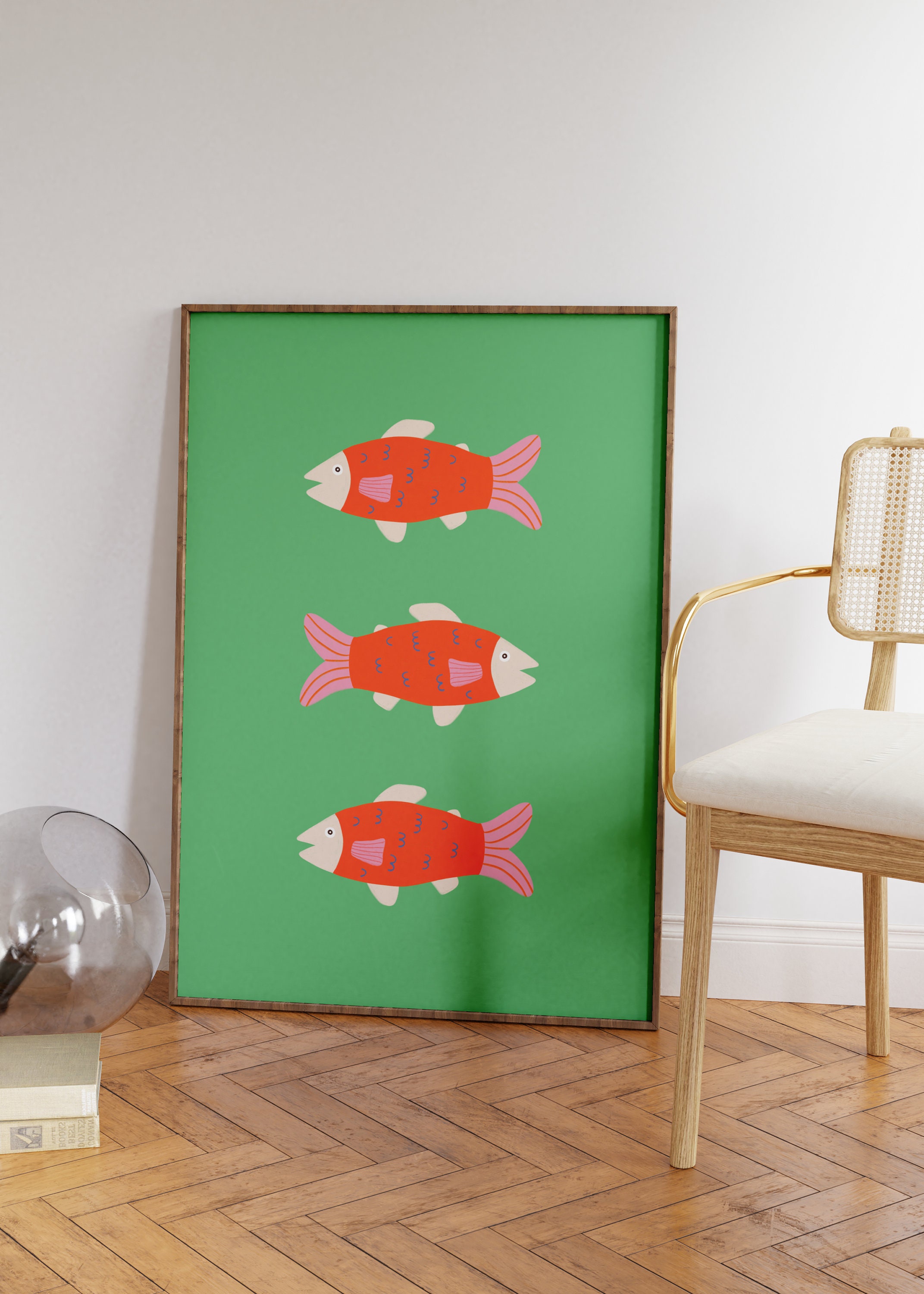 Funky Fish Poster Original Art Print Maximalist Decor Eclectic Home ...