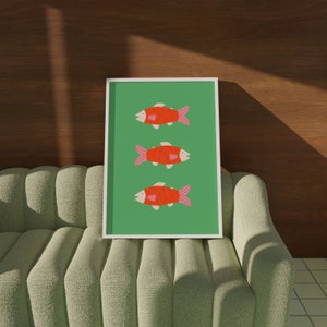 Funky Fish Poster Original Art Print Maximalist Decor Eclectic Home ...